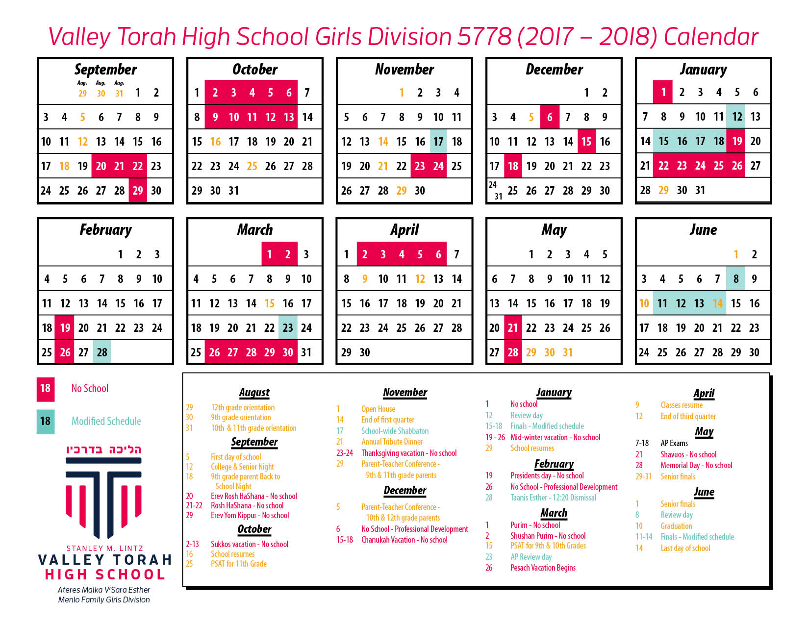 Girls Calendar 2017-2018 – VTHS
